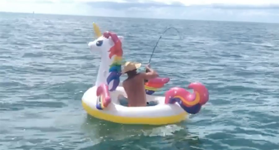 Guy Lands a Tarpon From a Rainbow Unicorn Floaty - Outdoor Enthusiast ...